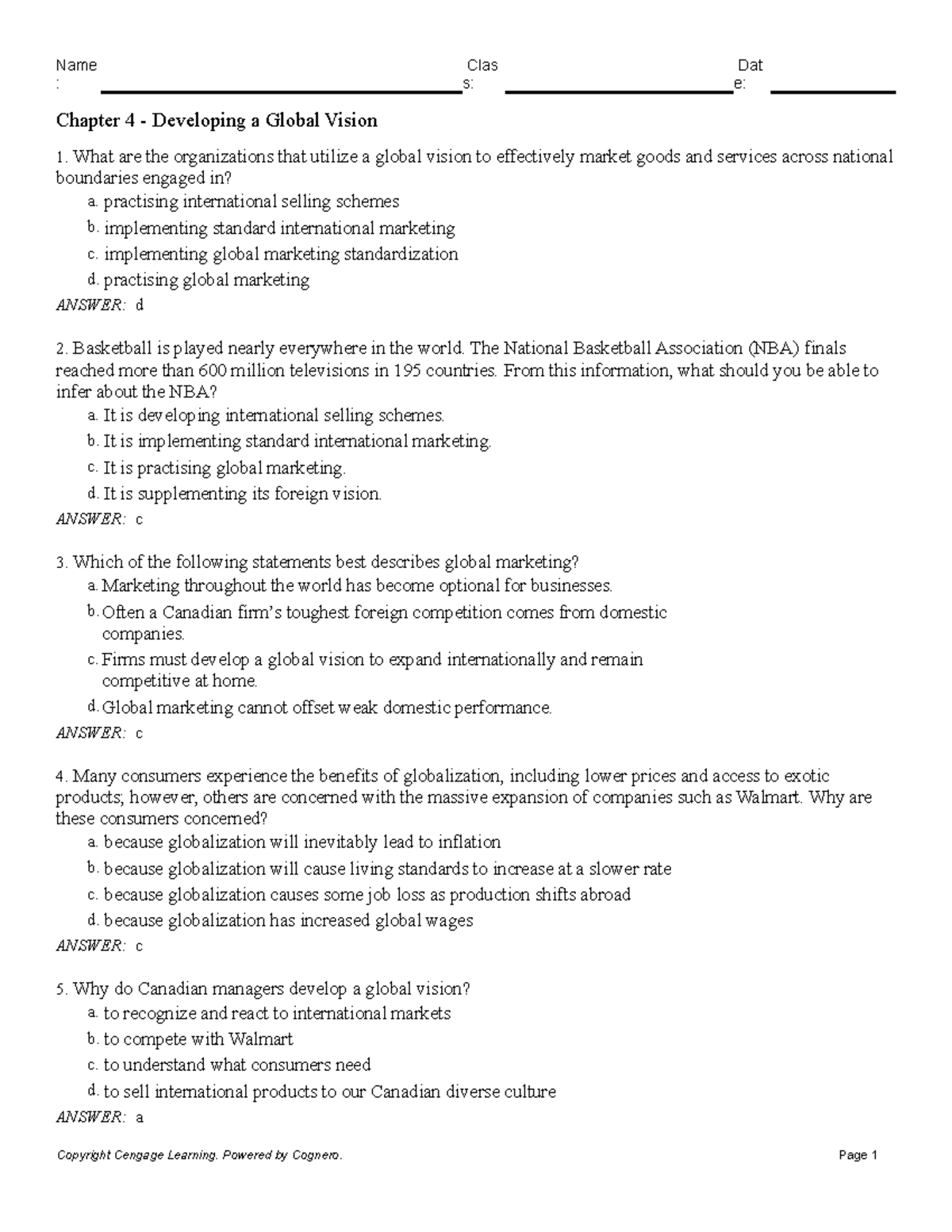 Chapter 4 Developing a Global Vision - : s: e: Chapter 4 - Developing a Global Vision What are ...