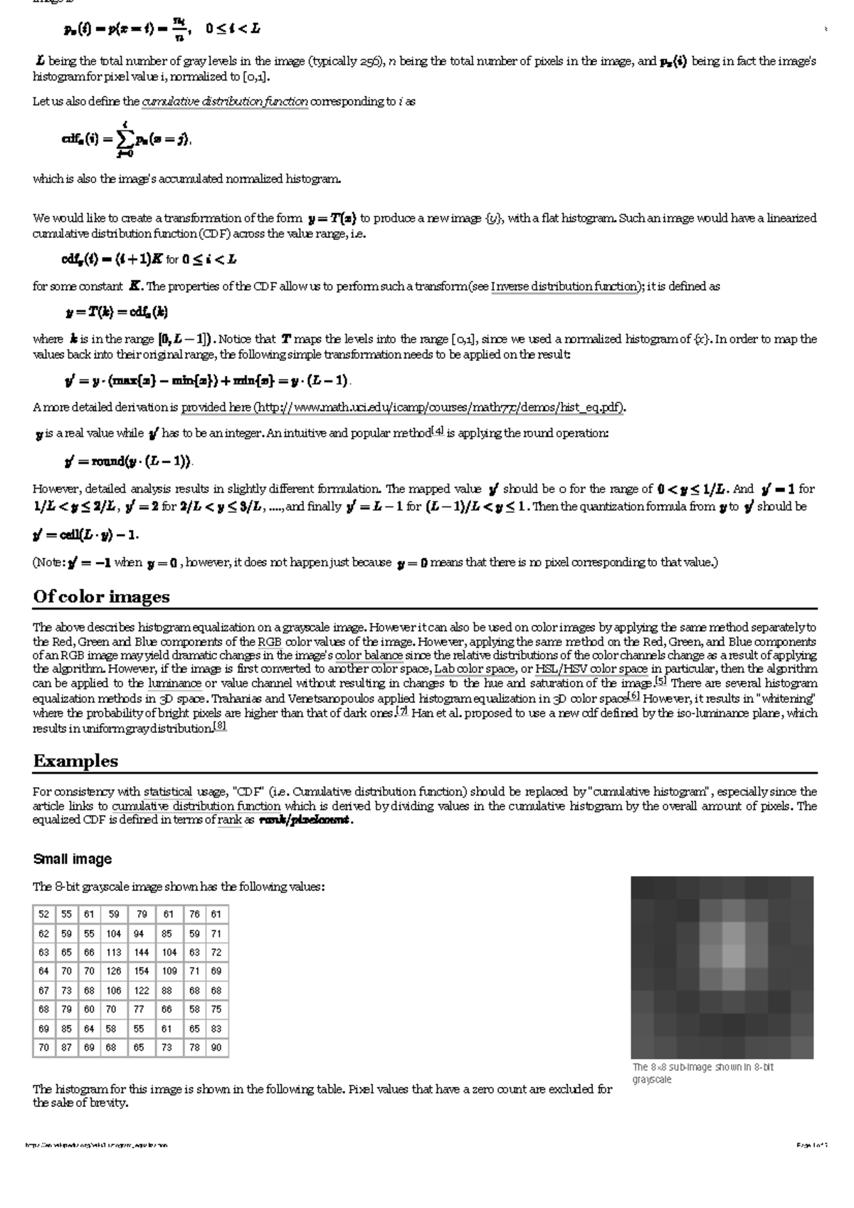 Histogram Equalization Techniques - Wikipedia Overview - Studocu
