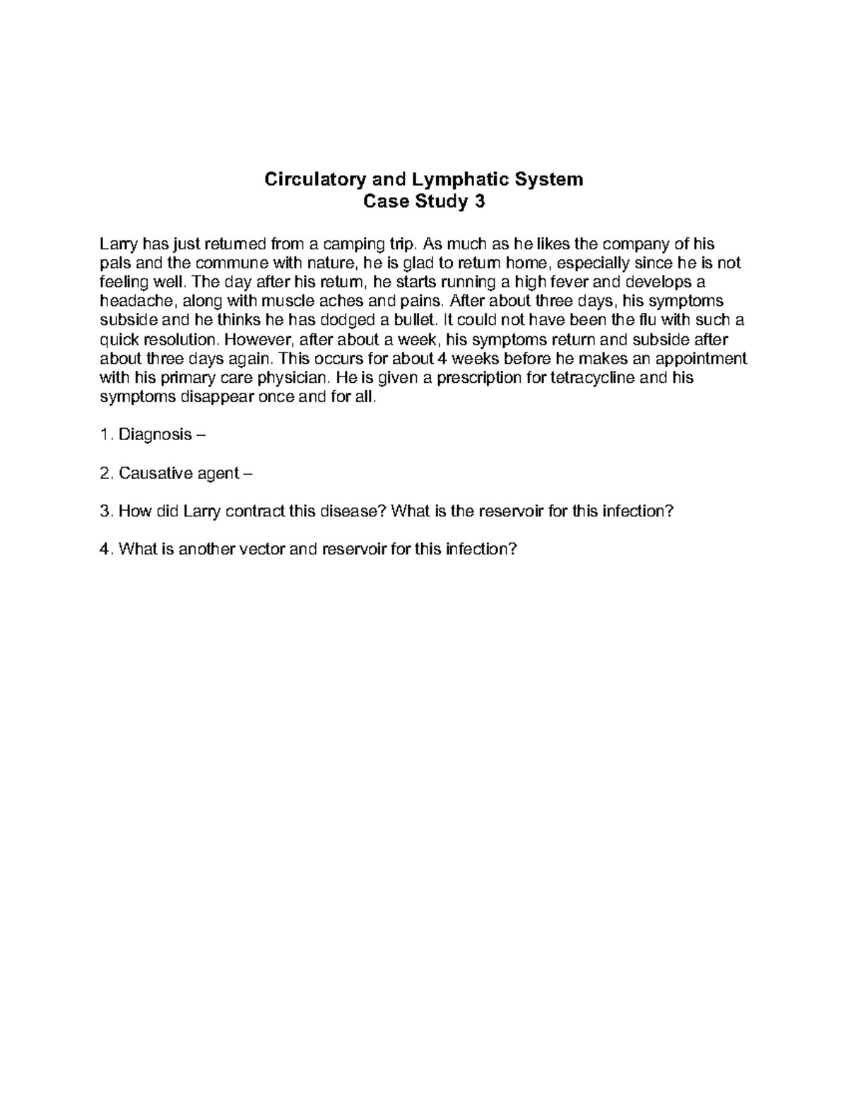 Case Study 3: Circulatory and Lymphatic System Analysis CS 3 - Studocu