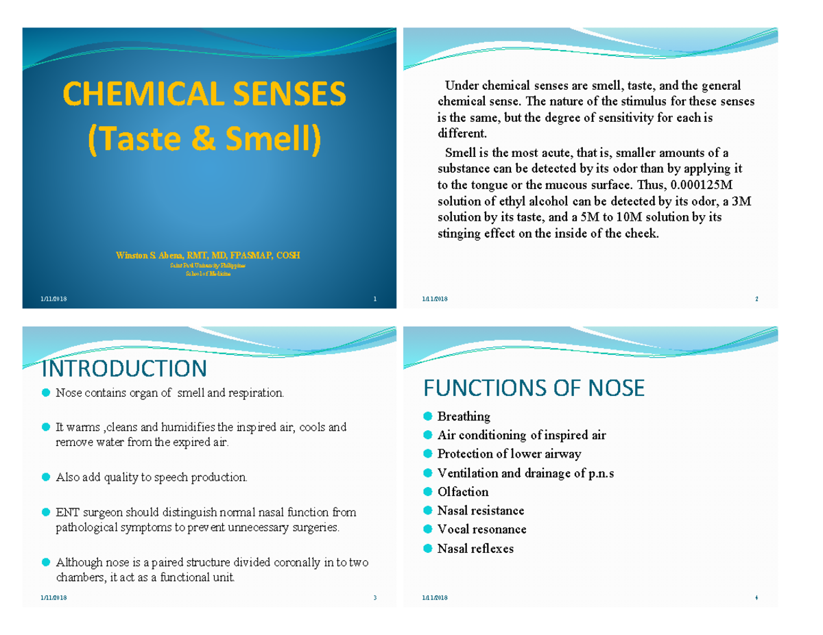 Chemical%20 Senses - Hello - CHEMICAL SENSES (Taste & Smell) Winston S ...