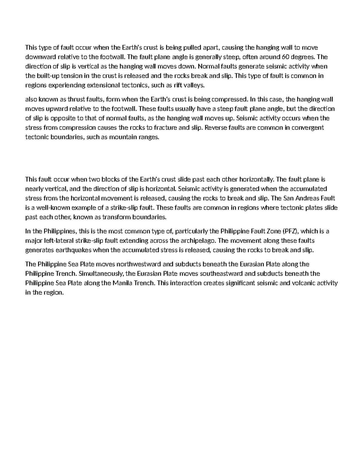 Fault Activity Analysis - GEOS 101 Assignment - Studocu