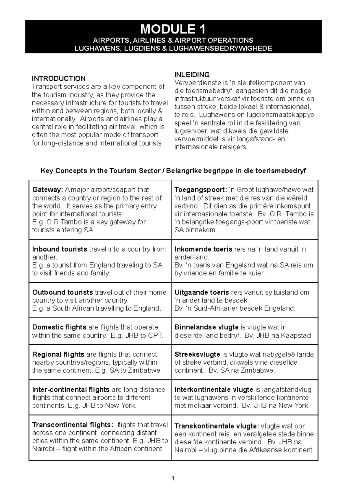 Gr.11 Tourism Notes term 1 - MODULE 1 AIRPORTS, AIRLINES & AIRPORT ...