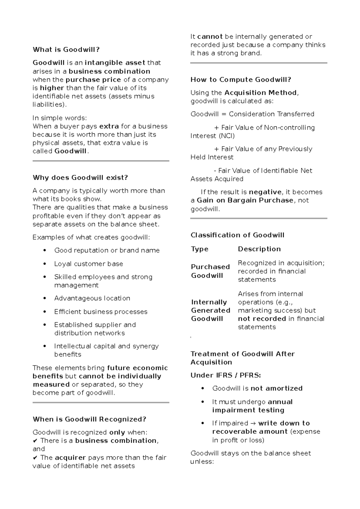 Goodwill Explained: Definition, Calculation, and Recognition - Studocu