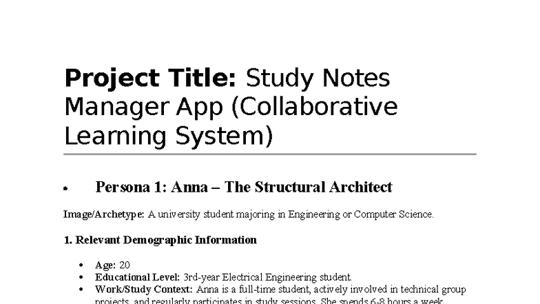 M6-2: Study Notes Manager App Personas for Collaborative Learning - Studocu