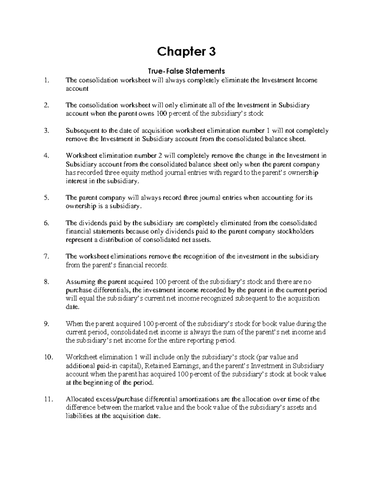 Chapter 3 Review: True-False & Multiple Choice Questions (ACCT 301) - Studocu
