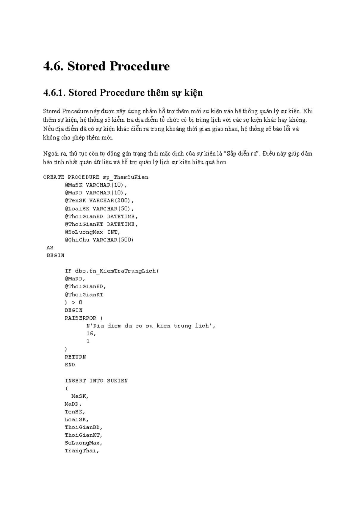 4.6. Stored Procedures for Event Management System - Studocu