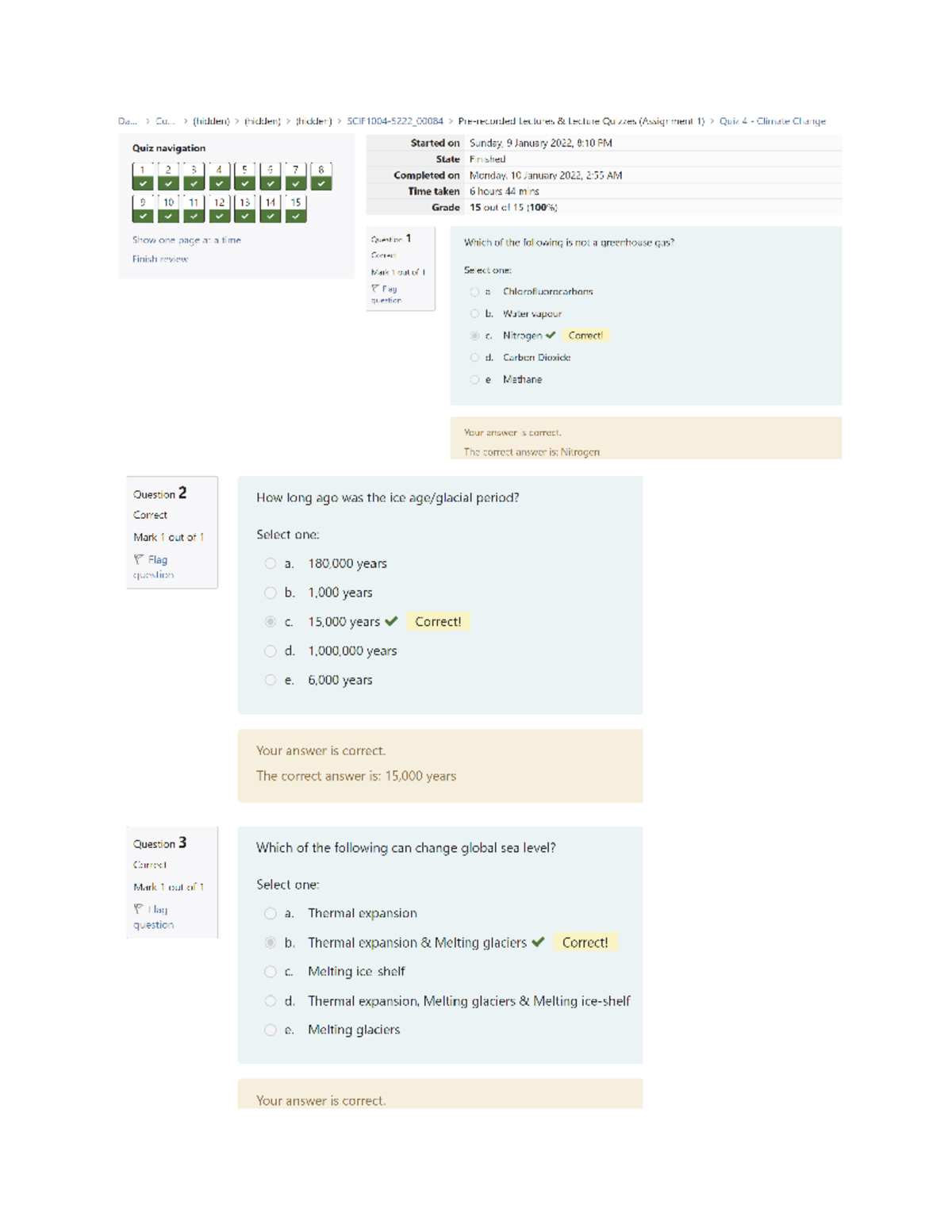 SCIF1004-Quiz-4 - Comprehensive Climate Change Quiz Answers - Studocu