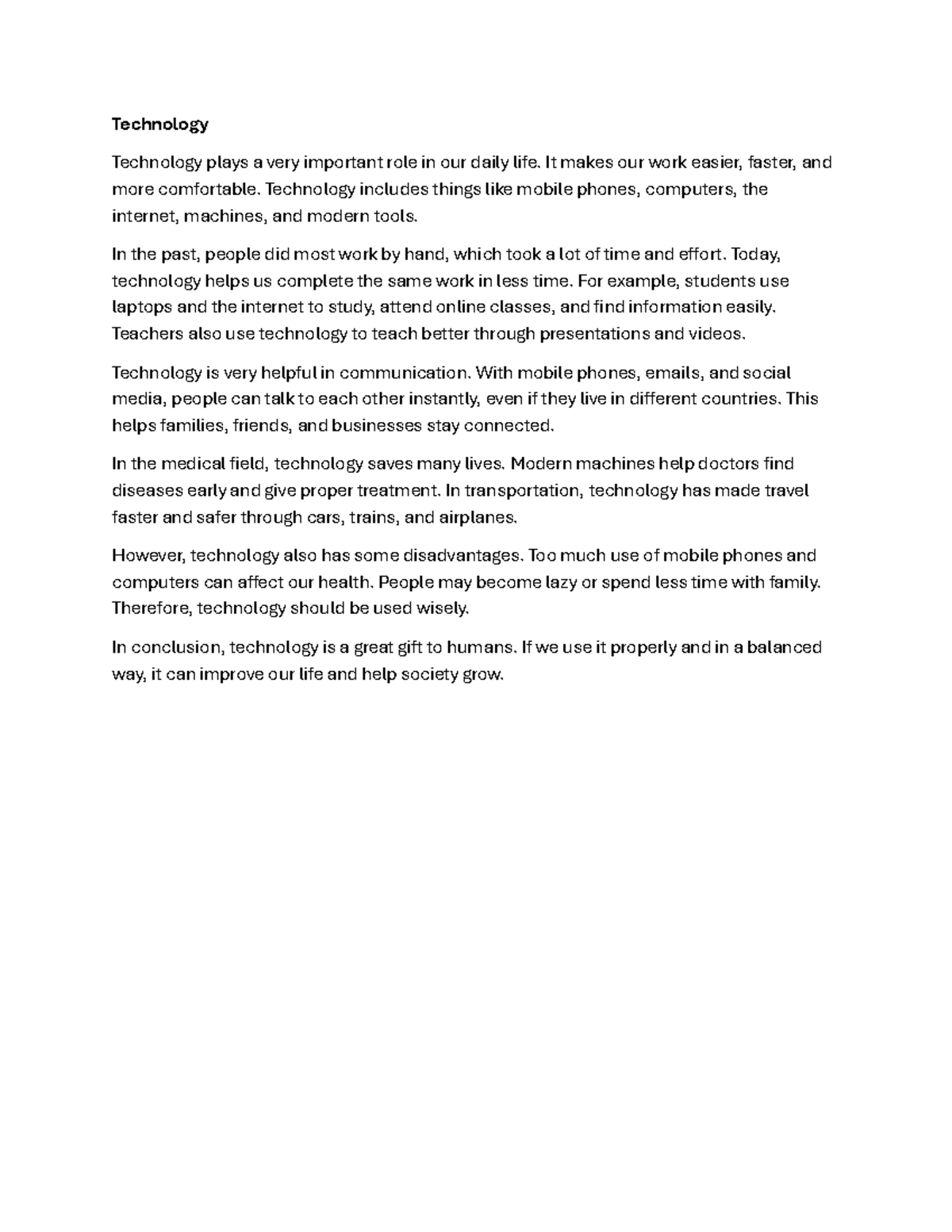 Technology's Impact on Daily Life - Essay - Studocu