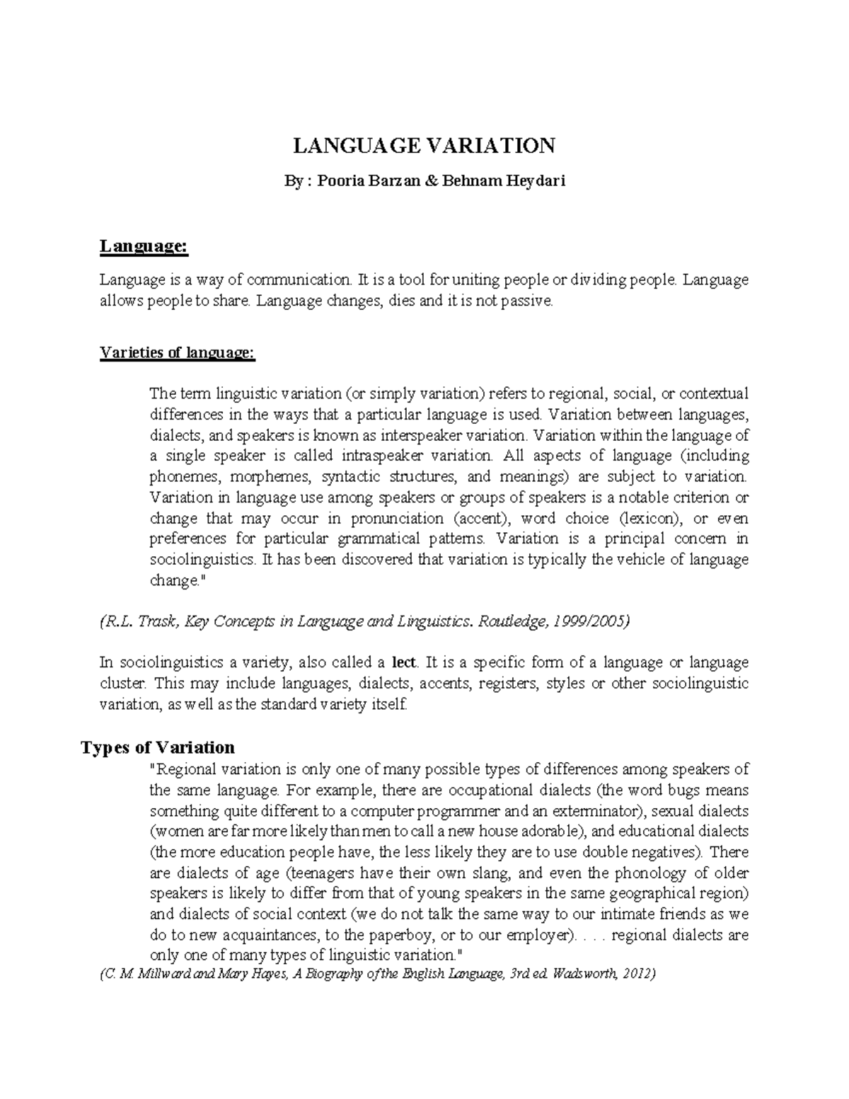 LANGUAGE VARIATION: Lecture Notes on Linguistic Diversity - Studocu