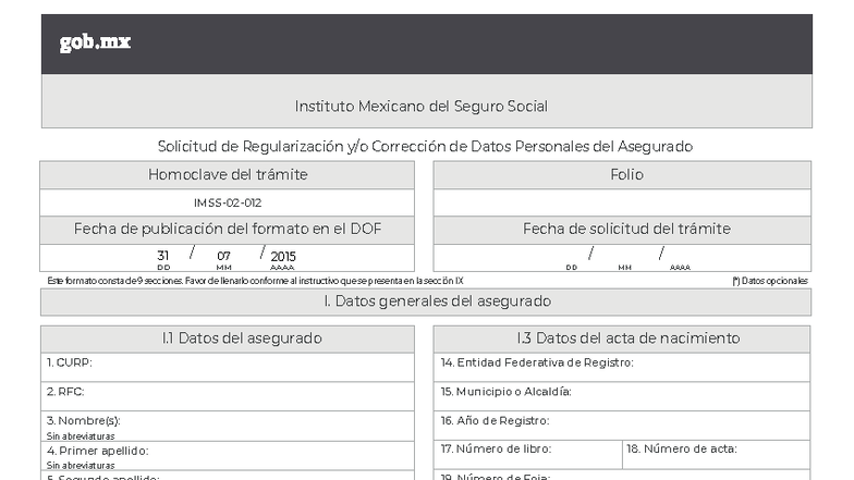 Solicitud de Regularización y Corrección de Datos Personales del ...
