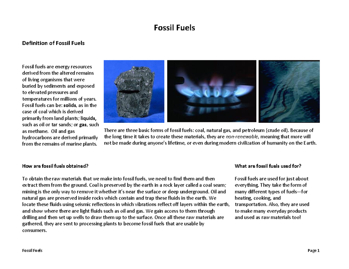 Fossil Fuels - Lecture Notes on Energy Resources and Environmental ...