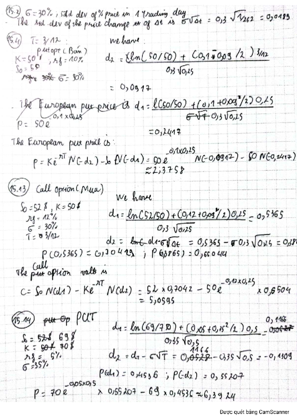 C15 - Advanced Financial Mathematics: Option Pricing Analysis - Studocu