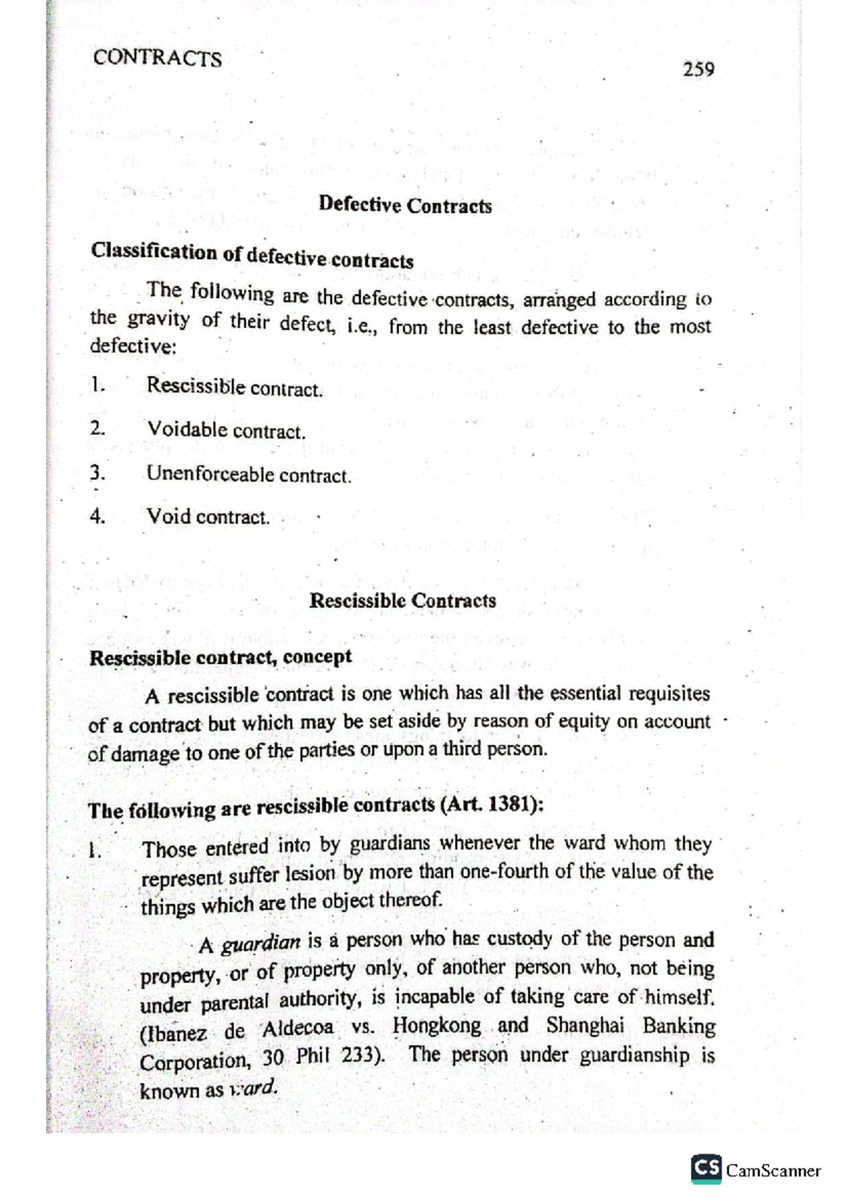 CONTRACTS 259 Defective Contracts: Classification & Key Concepts - Studocu