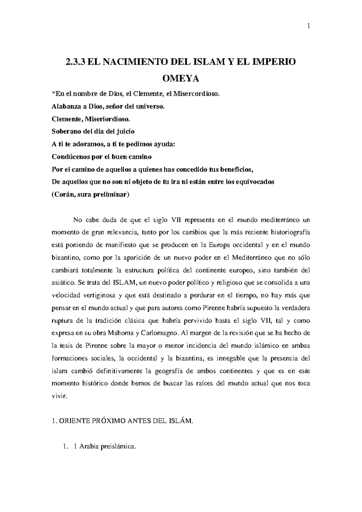 2.3.3 El Nacimiento del Islam y la Expansión del Imperio Omeya hasta el ...