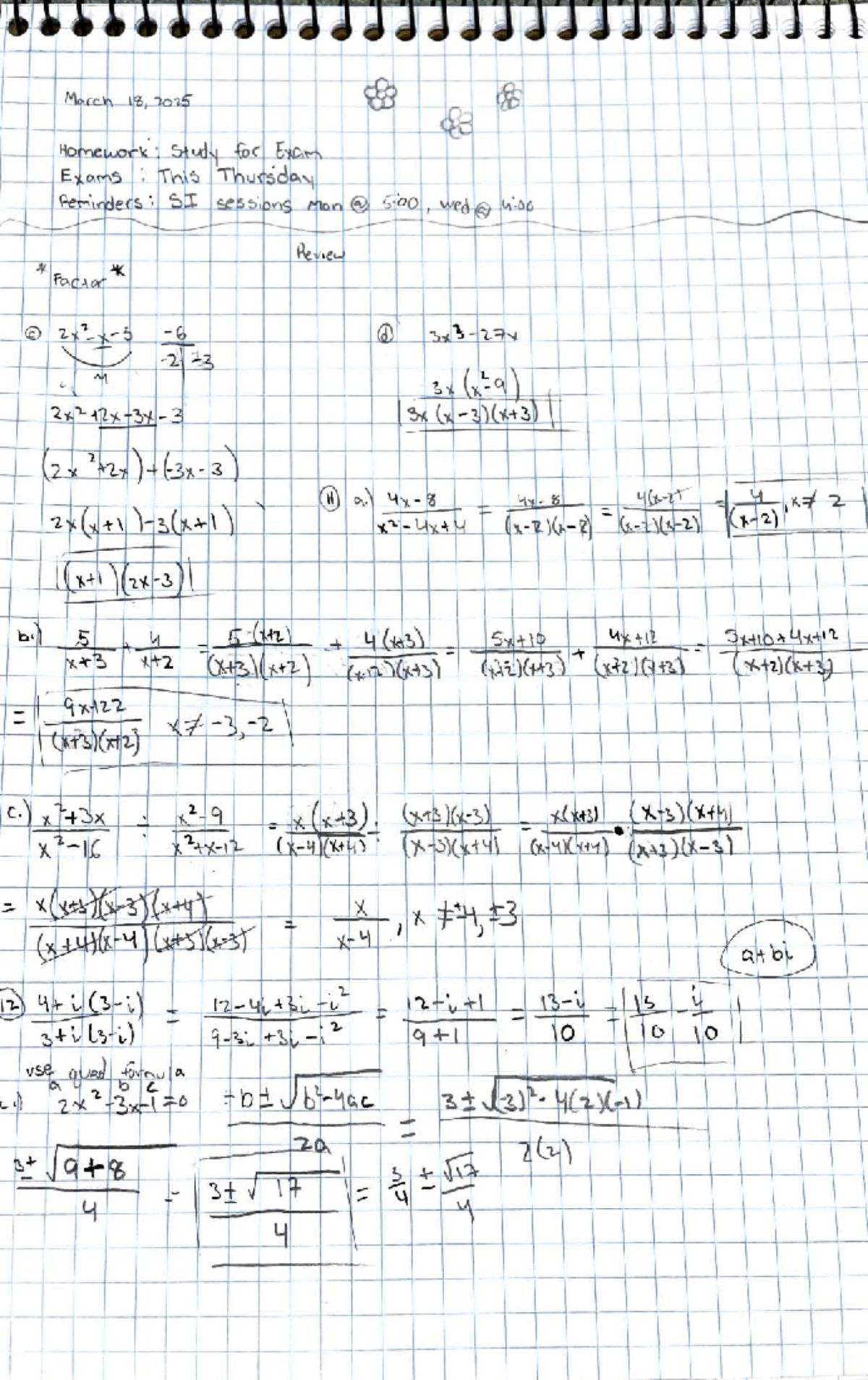 MATH 101: Homework Study Guide for Exam on March 18, 2025 - Studocu