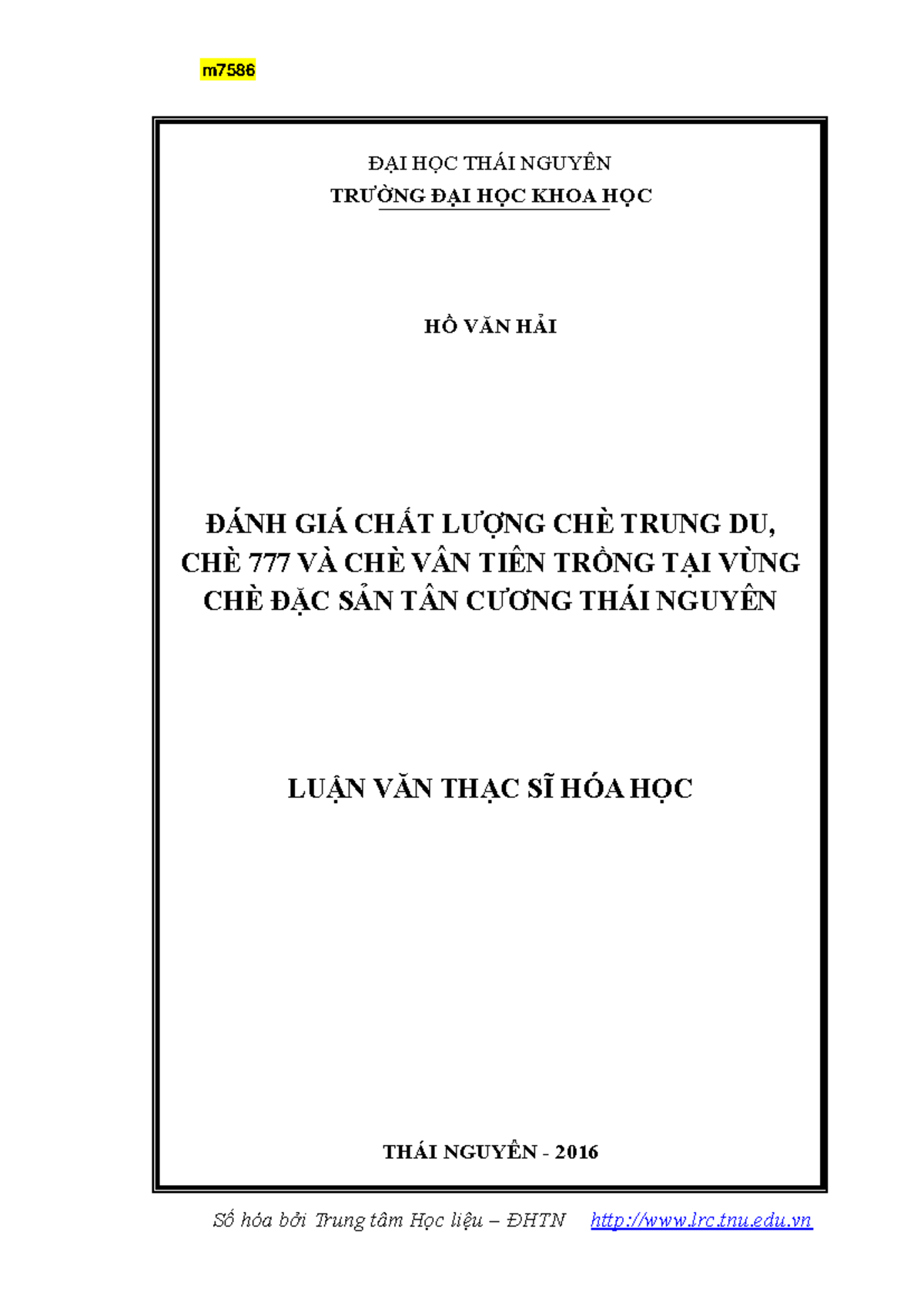 Đánh Giá Chất Lượng Chè Trung Du và Vân Tiên Tại Tân Cương - Thái ...