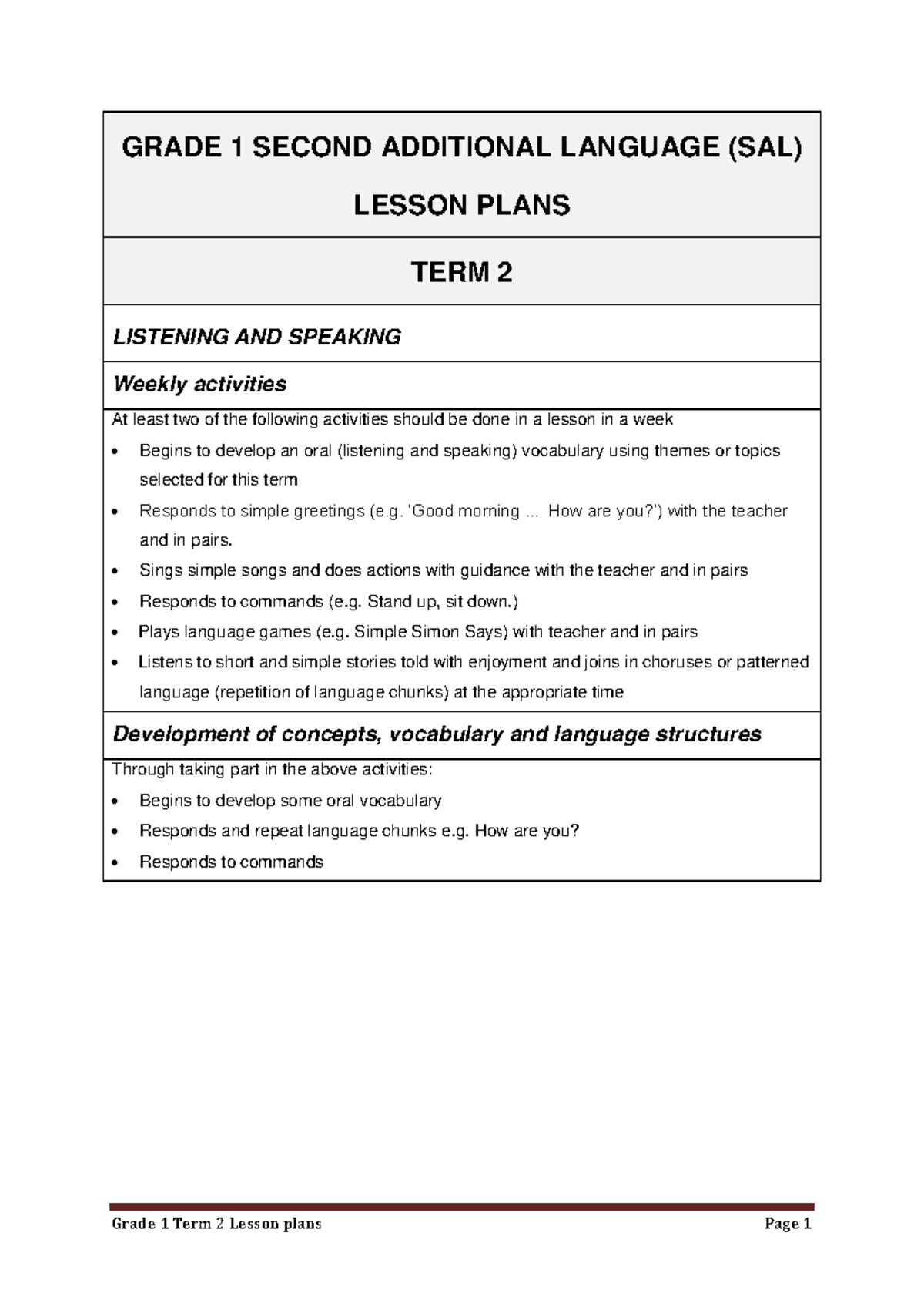Grade 1 TERM 2 SAL Edited 30 October 2015 - GRADE 1 SECOND ADDITIONAL ...
