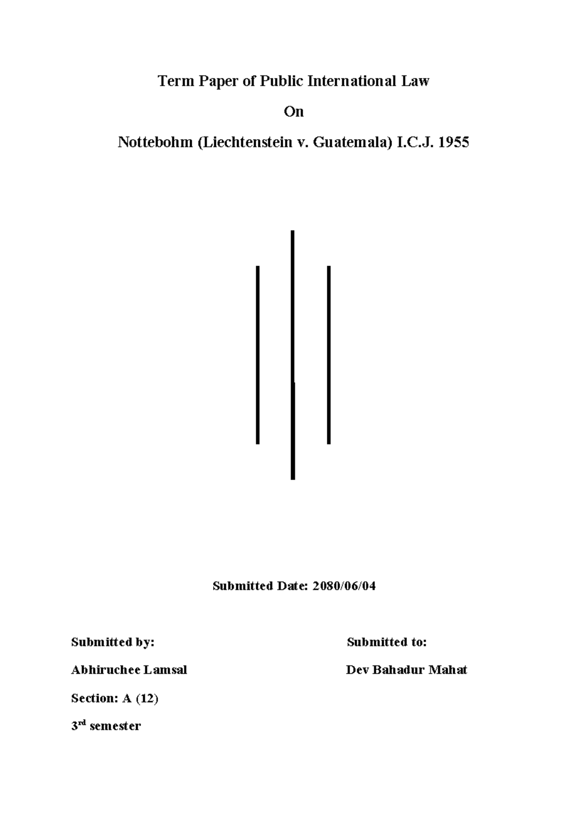 Nottebohm - Term Paper of Public International Law On Nottebohm ...