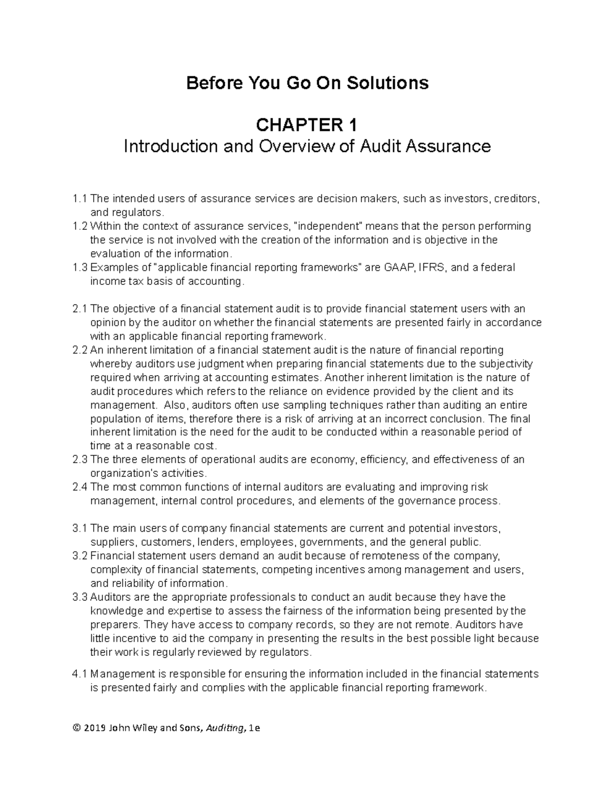 Chapter 1 Overview of Audit and Assurance Services (ACCT 101) - Studocu