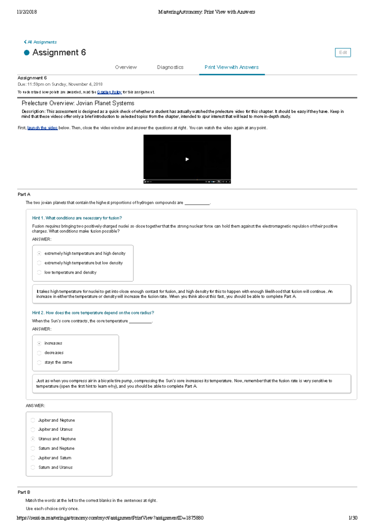 Mastering Astronomy-Assignment 6-Solutions - MasteringAstronomy: Print View with Answers All ...