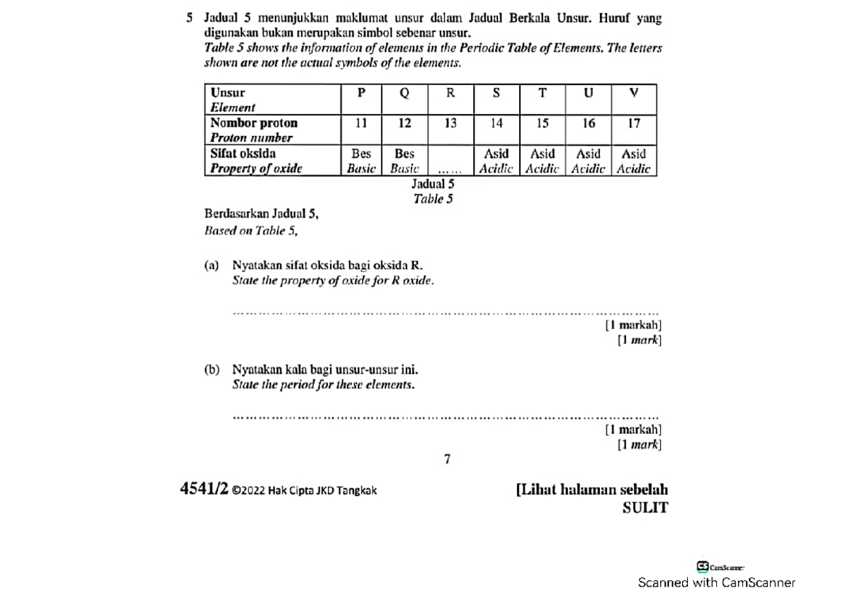 BAB 4 T4 Trial Kimia 2022: Analisis Unsur dalam Jadual Berkala - Studocu