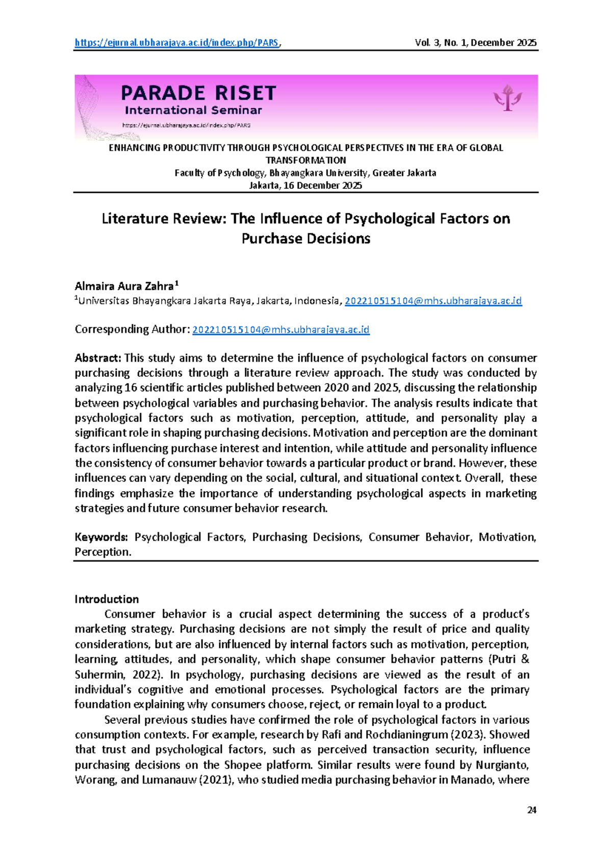 Psychological Factors Influencing Consumer Purchase Decisions: A ...