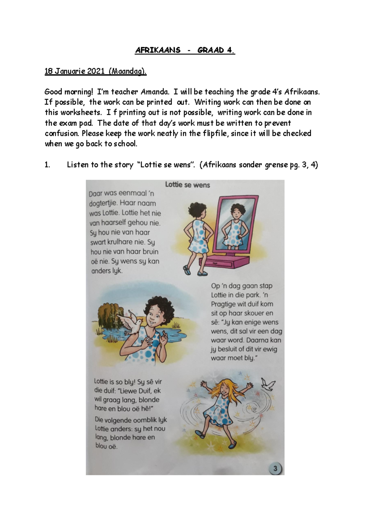 Afrikaans GRAAD 4: Lesse en Oefeninge vir Eerste Taal - Studocu