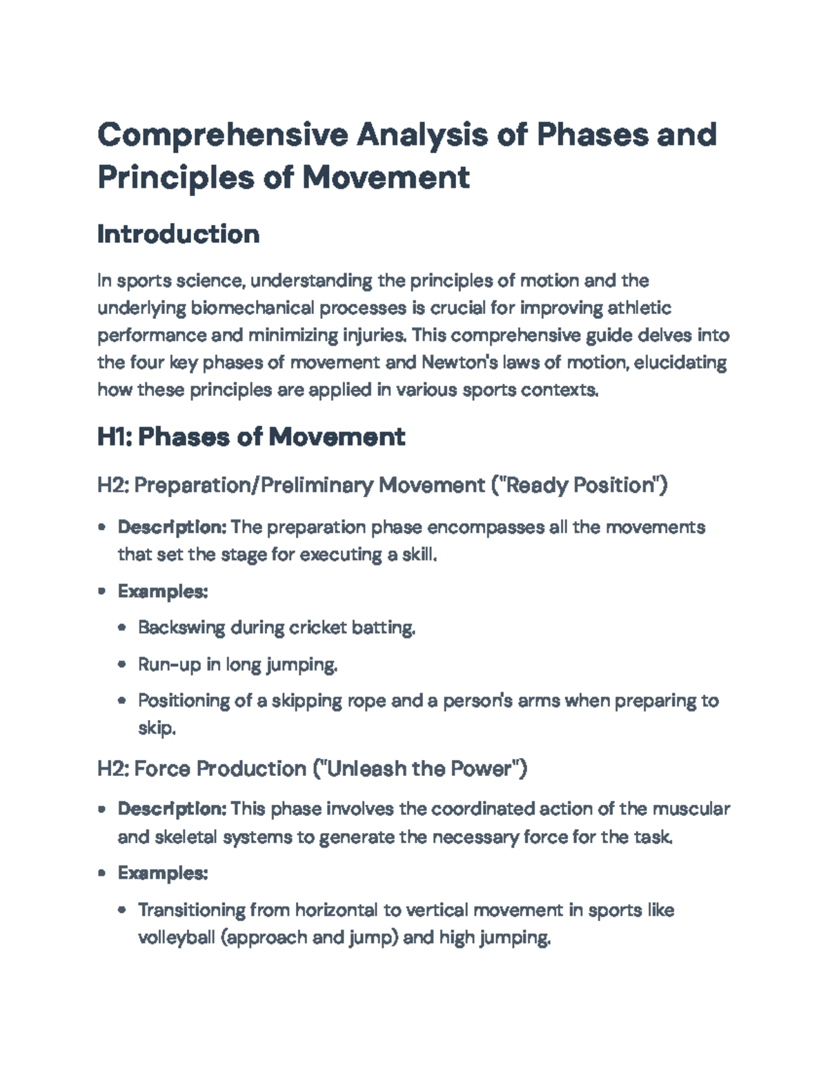 Comprehensive Analysis of Movement Phases & Newton's Laws in Sports ...