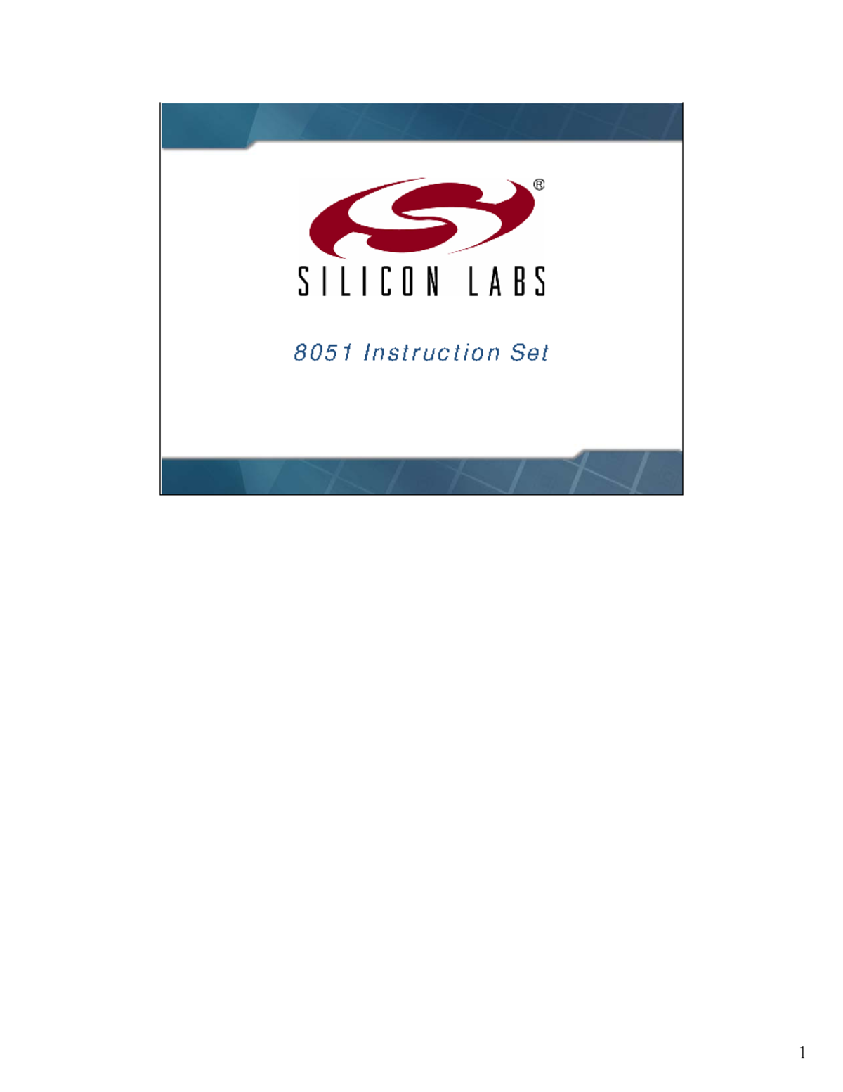 8051 Instruction Set Embedded System 8051 8051 Instruction Set 2