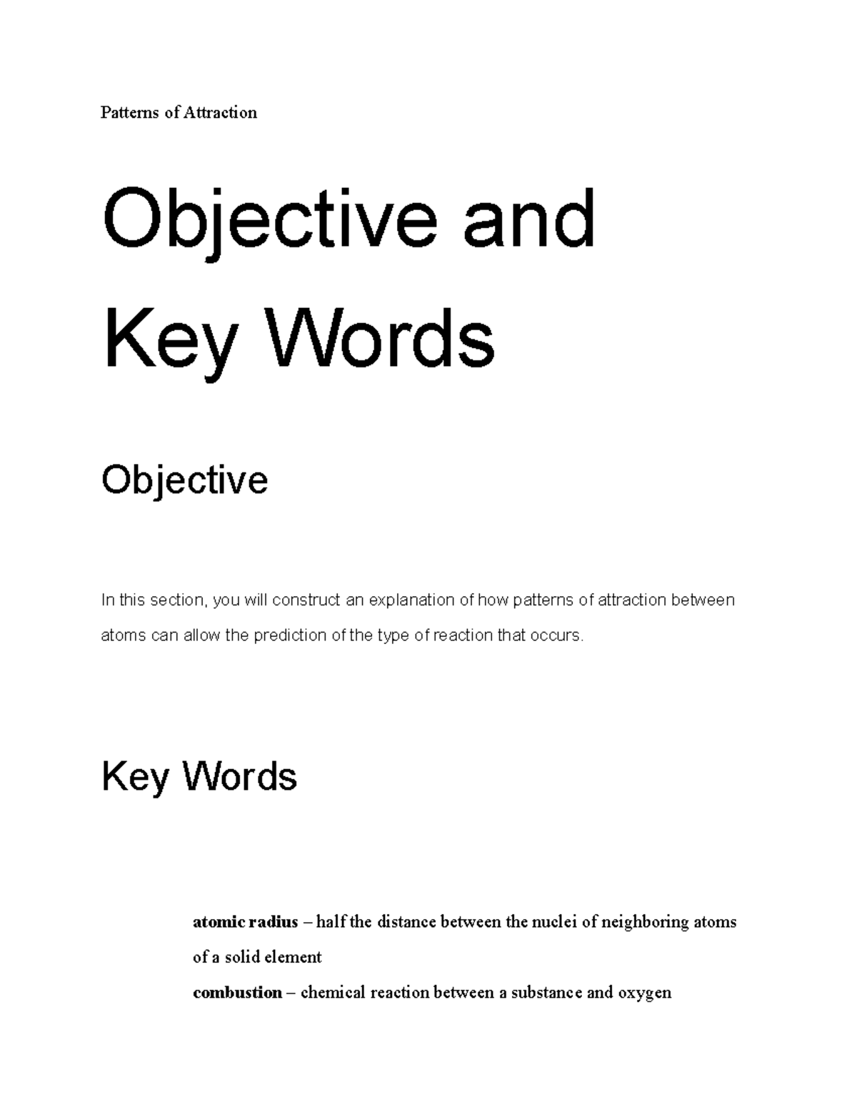 Patterns of Attraction and Chemical Reactions: Key Concepts and Predictions - Studocu