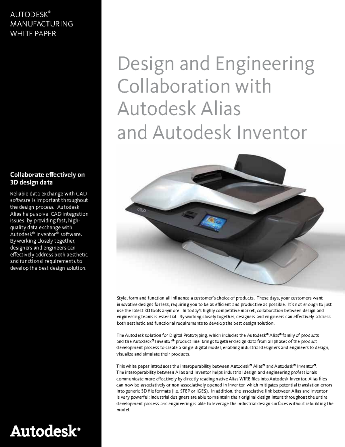 Design and Engineering Collaboration with Autodesk Alias & Inventor WP ...