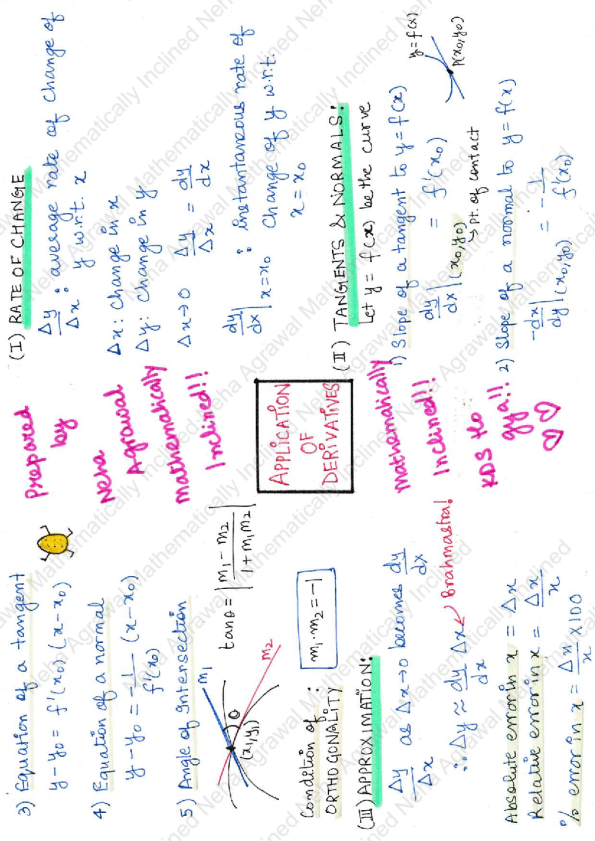 Application of Derivatives (MATH101) - Tangents, Normals, and Rates ...