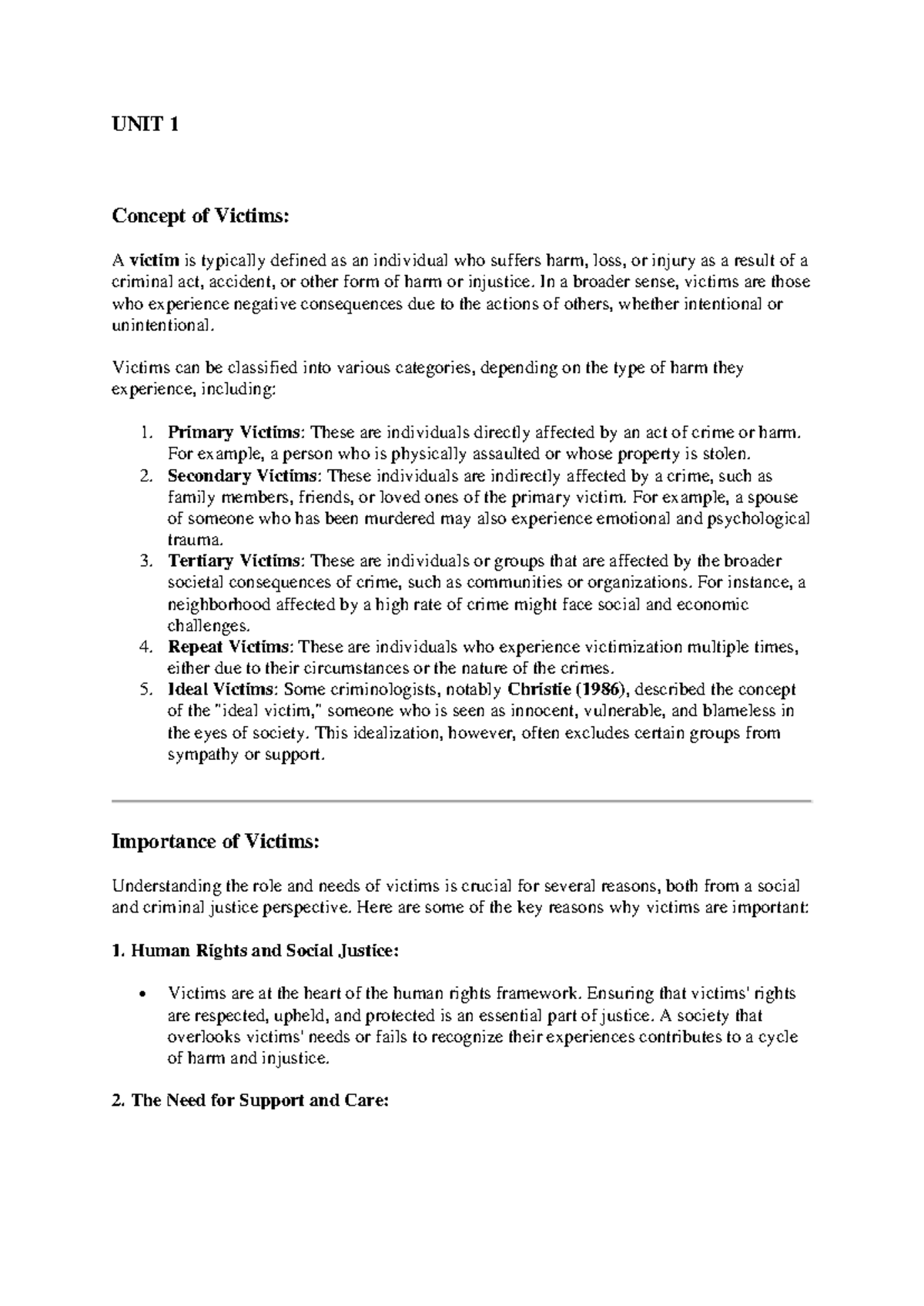 Victimology Study Notes for LLM SEM 3: Understanding Victims' Roles ...