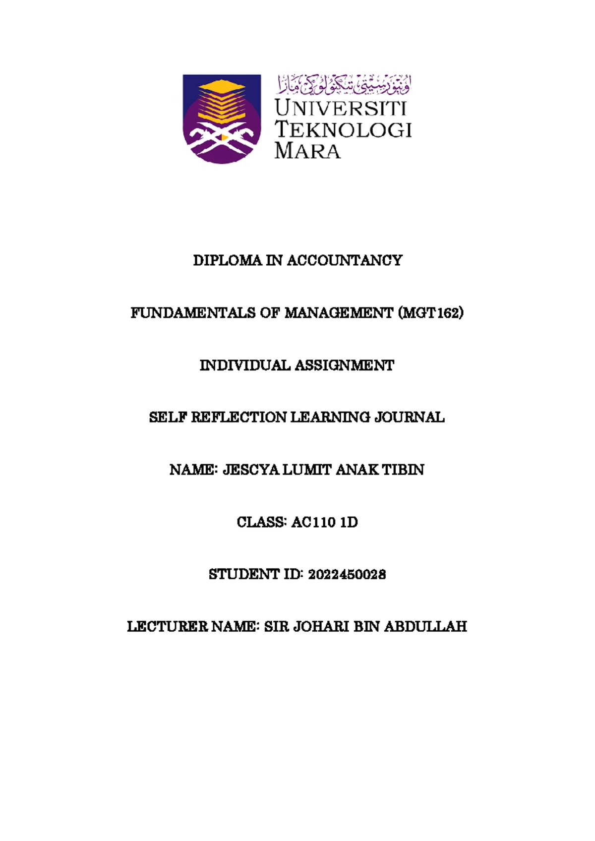 MGT162 Group Assignment - FUNDAMENTALS OF MANAGEMENT (MGT 162) GROUP ...