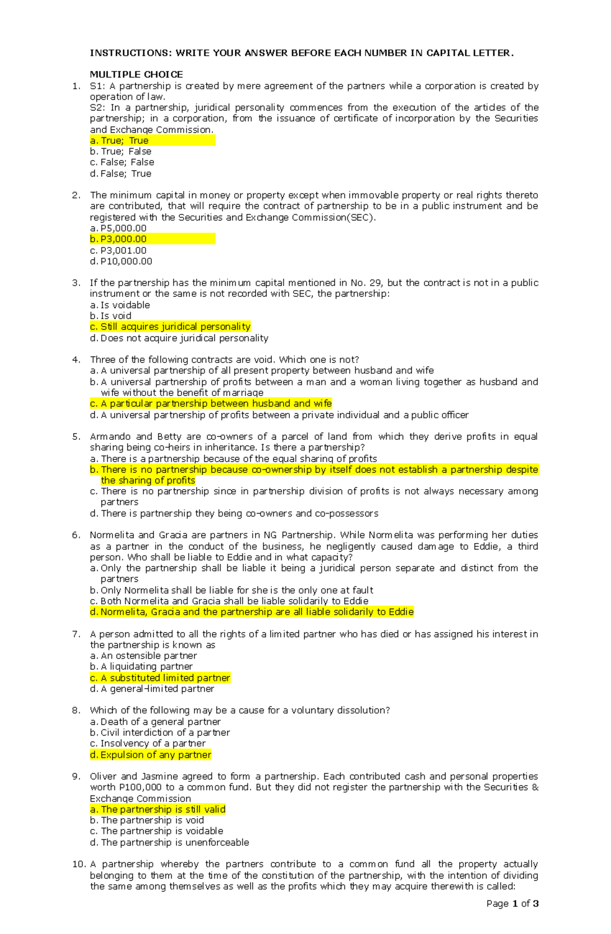 472337080-QUIZ-1: Partnership Law Quiz Questions and Answers - Studocu