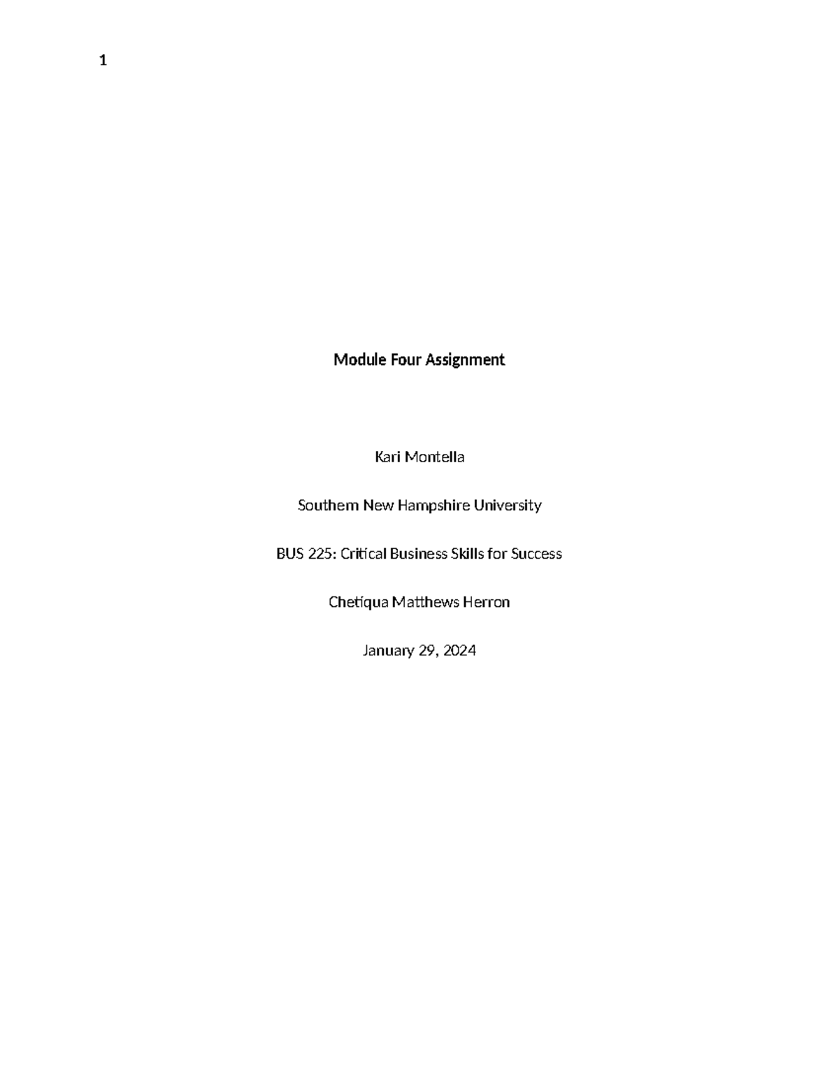 4-1 Assignment - Module Four Assignment Kari Montella Southern New ...