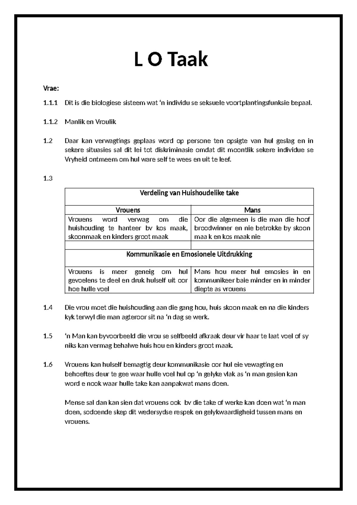 Graad 9 Apartheid - Opdrag Aantekeninge en Gesinsimpak - Studocu