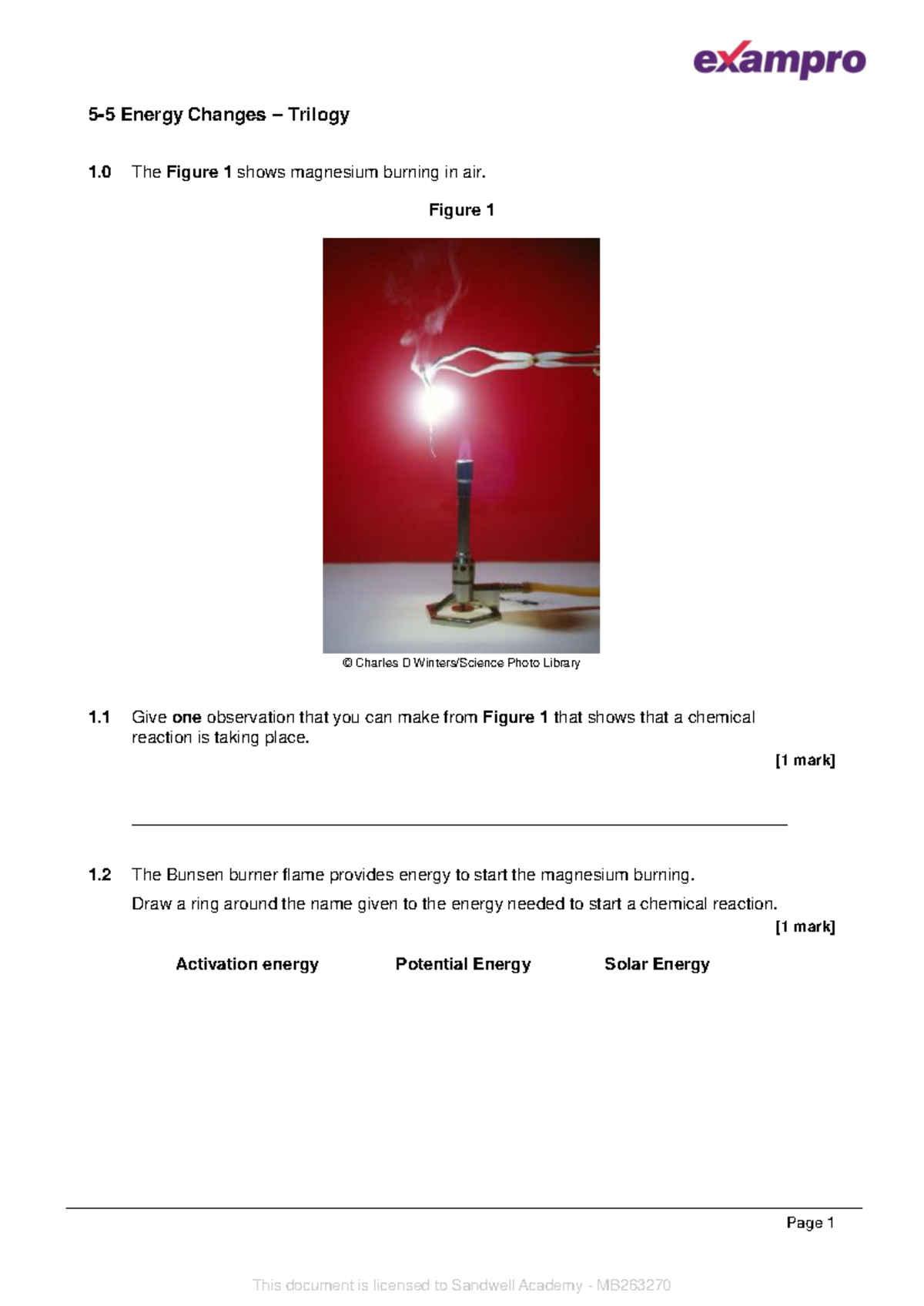 Chemistry Trilogy Energy changes - Page 1 5-5 Energy Changes – Trilogy ...