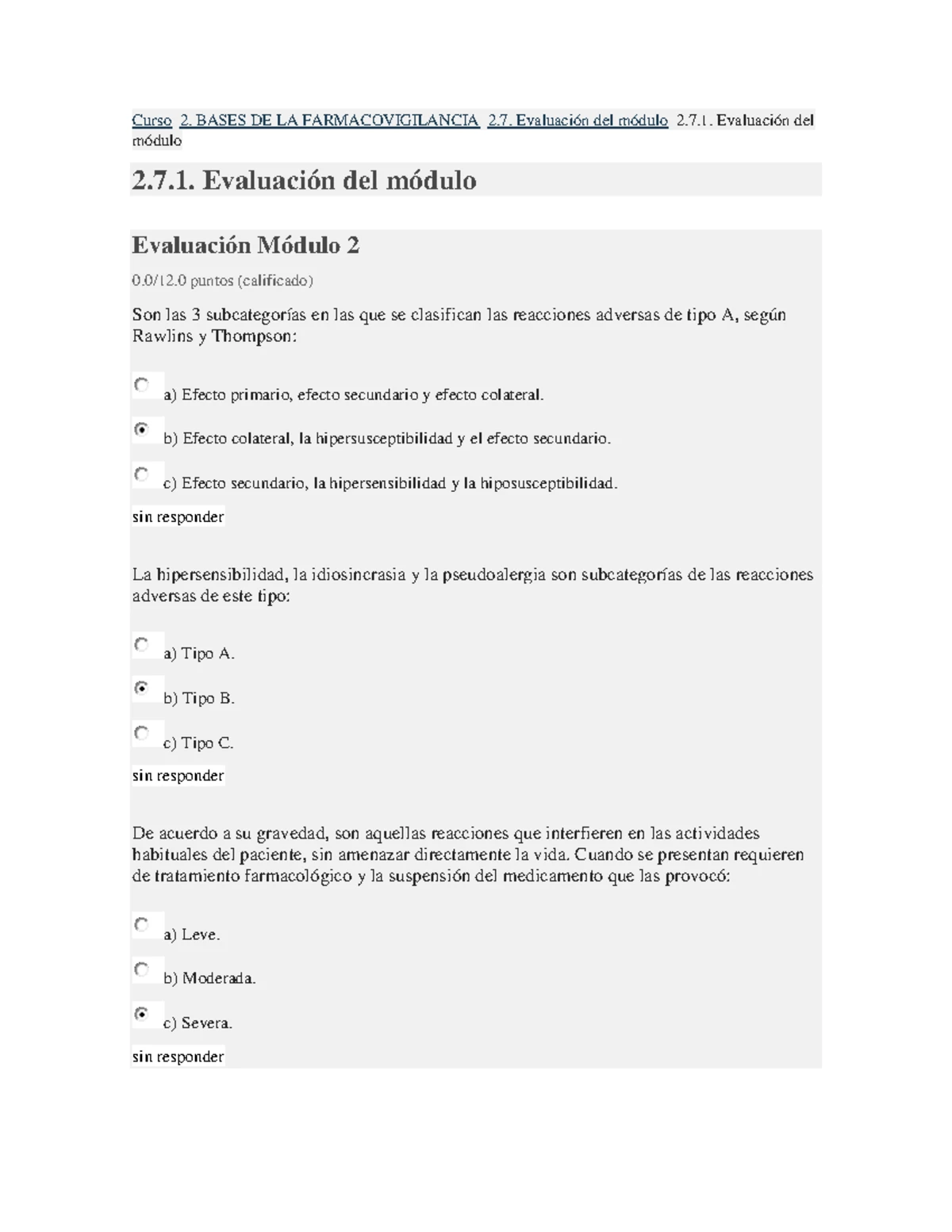 Evaluación Final CURSO FARMACOVIGILANCIA: Preguntas y Respuestas - Studocu