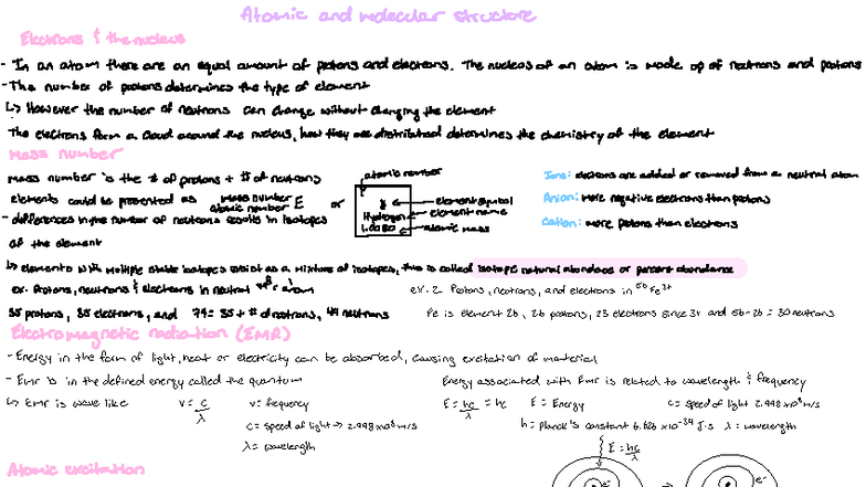 Atomic Structure 1 - Summary Notes for Chemistry 101 - Studocu