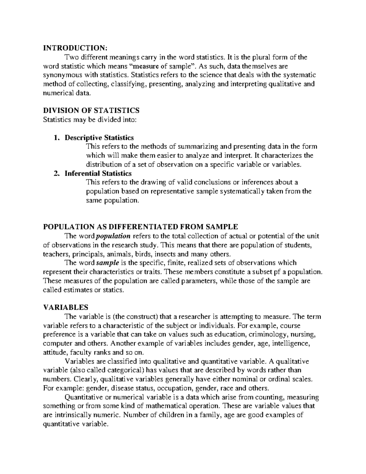 Introduction to the Division of Statistics: Key Concepts Explained ...