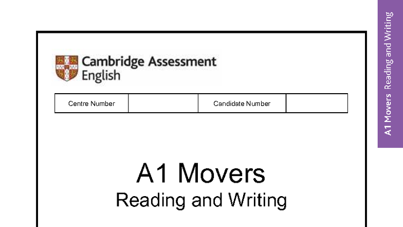 A1 Movers Reading and Writing Practice Questions - Studocu