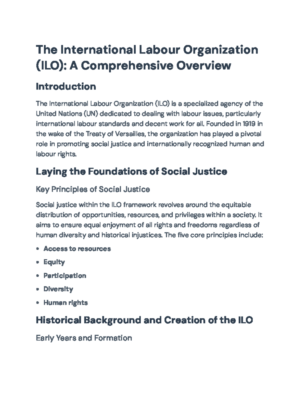 Overview of the International Labour Organization (ILO): Mission ...