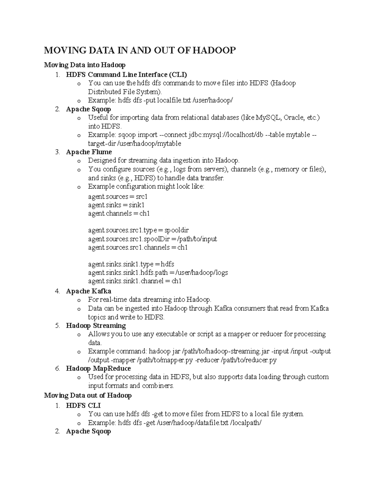 BDA Unit-3: Data Ingestion & Output Strategies in Hadoop - Studocu