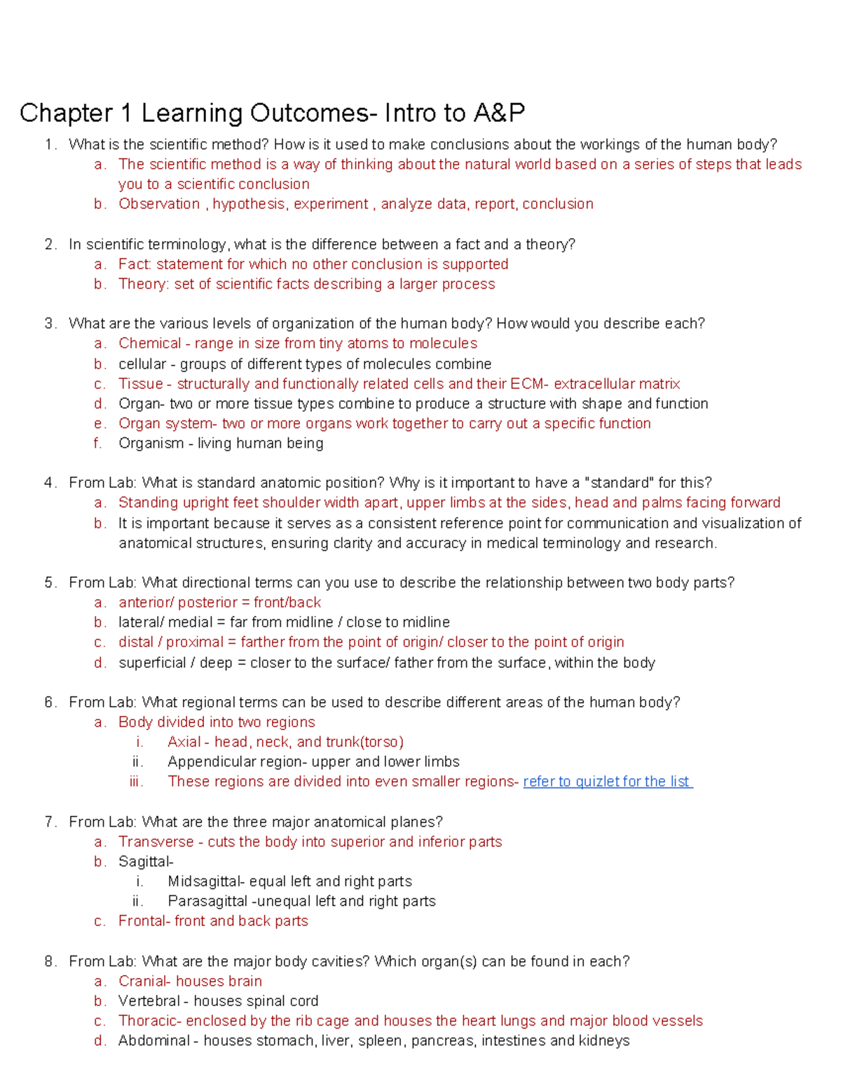 A&P1 Chapters 1-10 Comprehensive Study Guide - Studocu