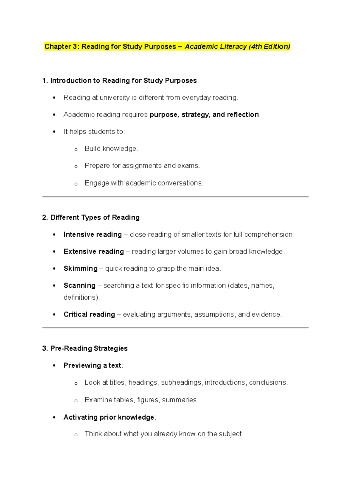 Chapter 3: Effective Reading Strategies for Academic Success (4th Ed ...