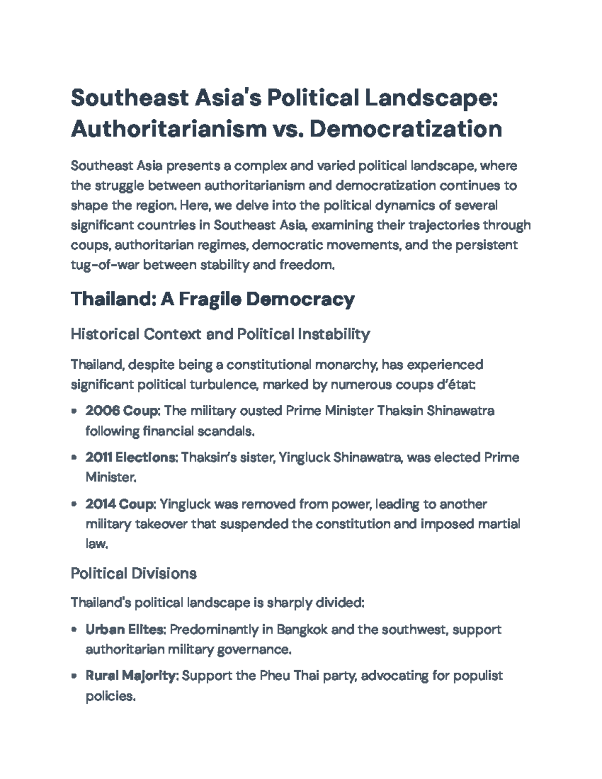 Southeast Asia's Political Landscape: Authoritarianism vs. Democracy ...