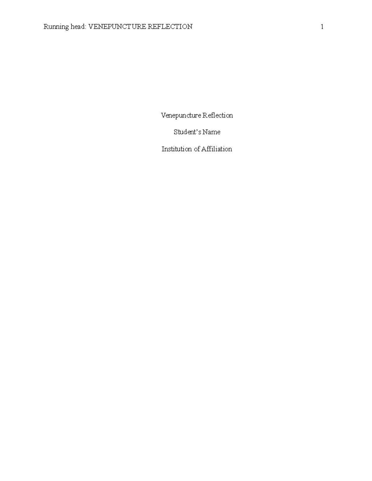 Reflection on Venepuncture Experience: Using Gibbs' Model - Studocu