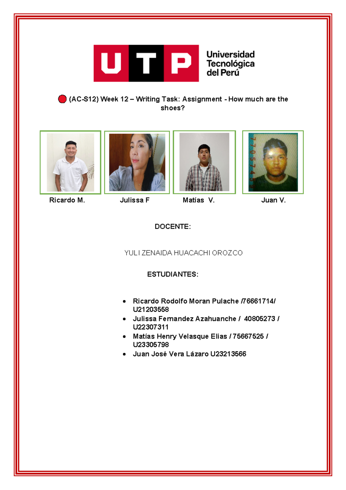 (AC-S12) Week 12 Writing Task Assignment: Cost of Shoes Analysis - Studocu