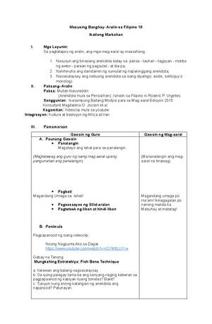 Masusing Banghay 1 - Mga Layunin: Sa pagtatapos ng aralin, ang mga mag-aaral ay inaasahang: 1 ...